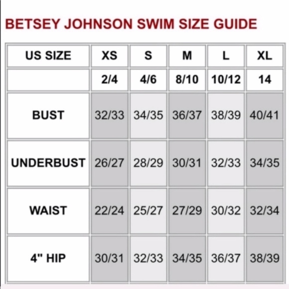Betsey Johnson Size Chart